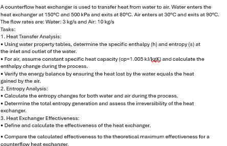 Solved A counterflow heat exchanger is used to transfer heat | Chegg.com