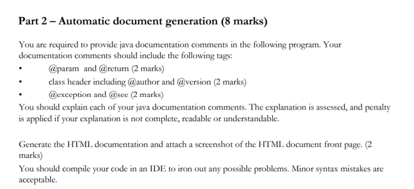 Solved Part 2 - Automatic document generation (8 marks) You | Chegg.com