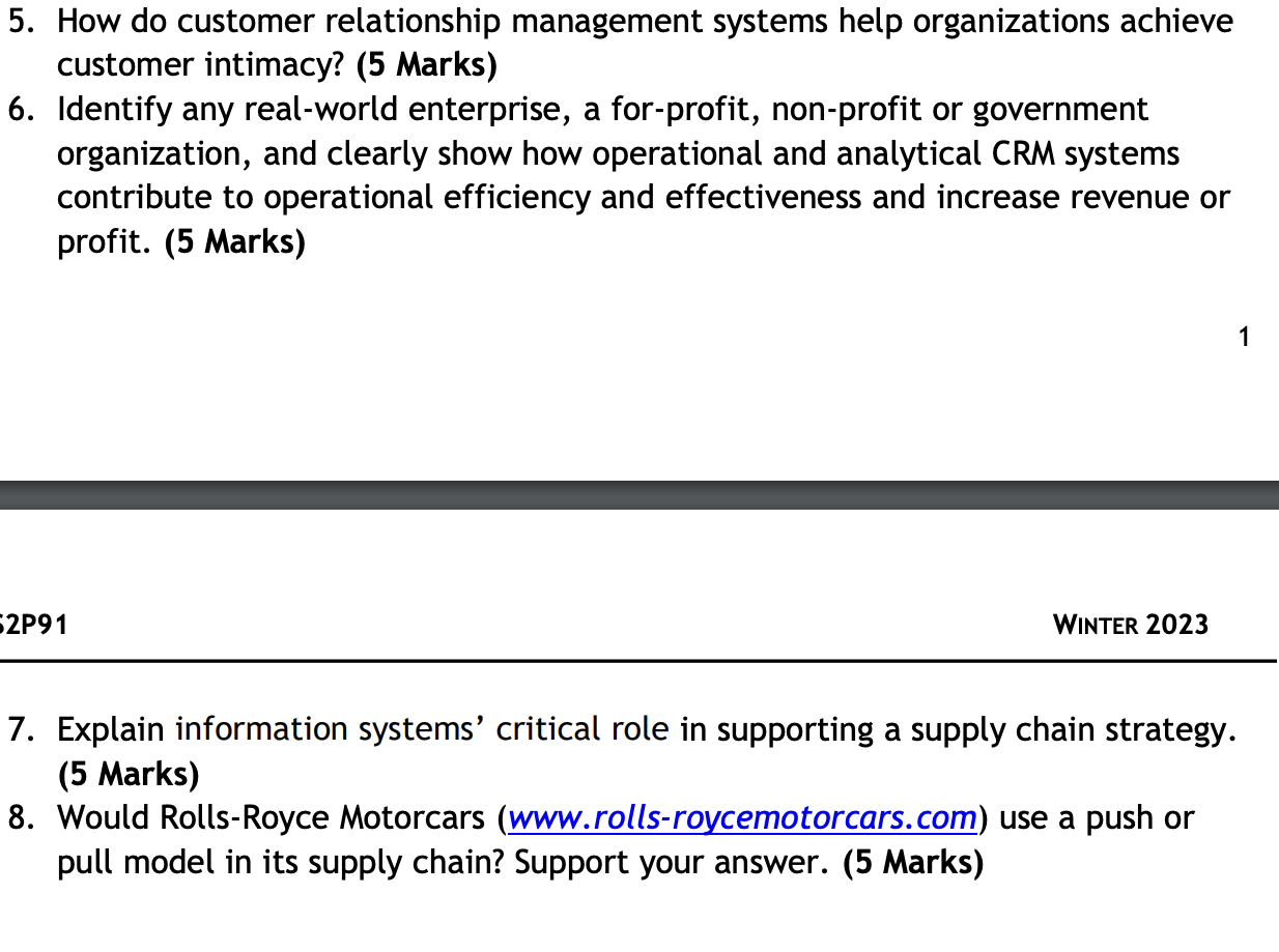 Solved 5. How do customer relationship management systems | Chegg.com