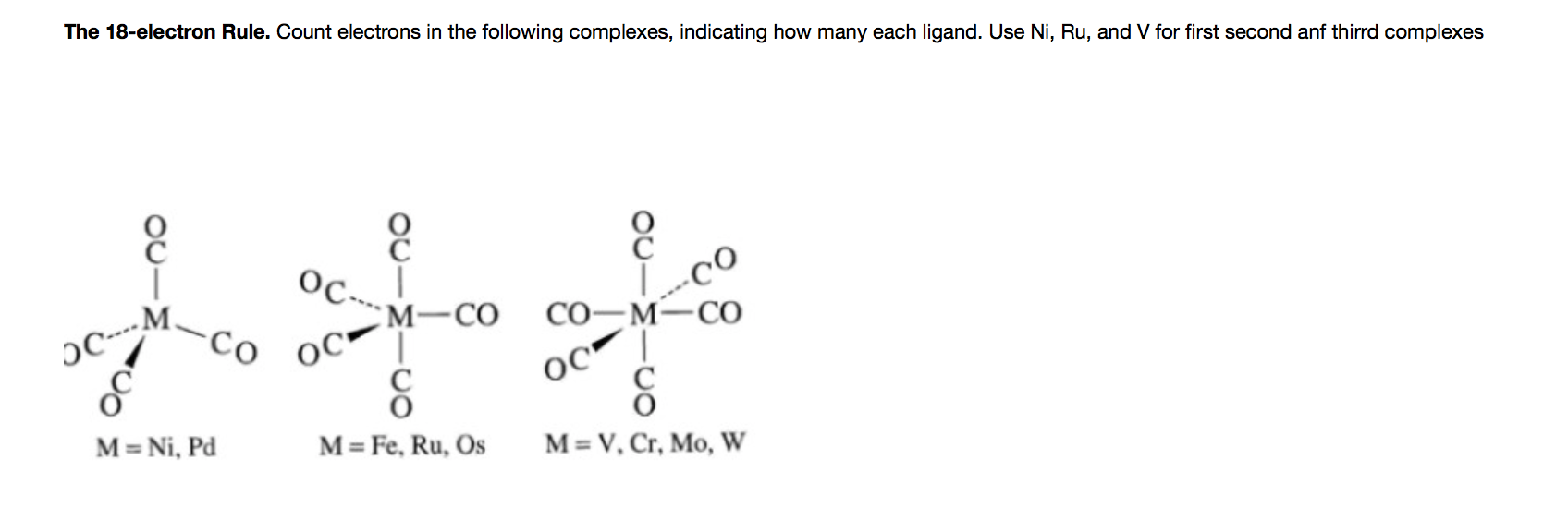 Solved The 18-electron Rule. Count electrons in the | Chegg.com