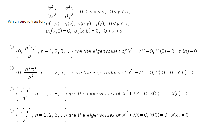 Solved ∂x2∂2u+∂y2∂2u=0,0 | Chegg.com