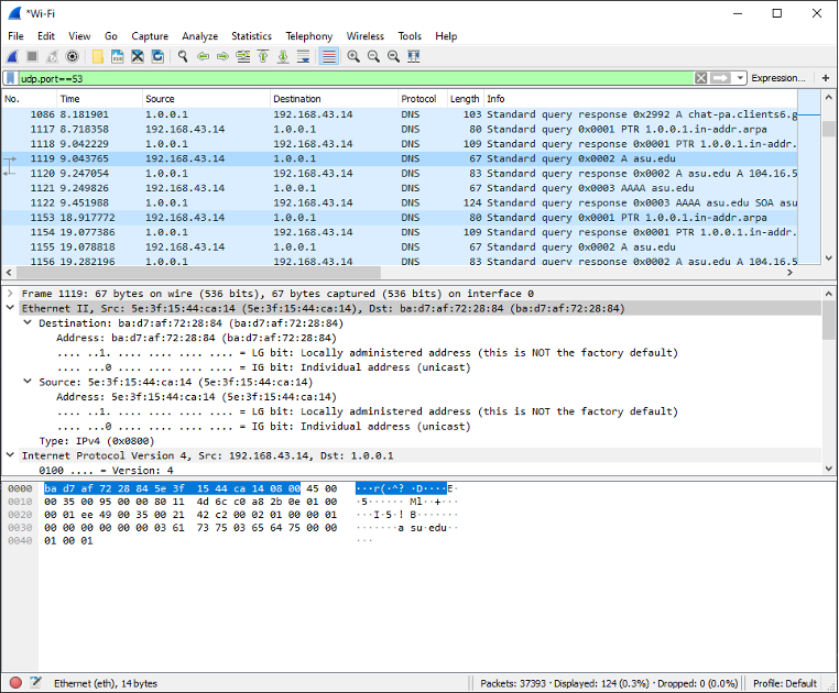 Solved Part 1: DNS Traffic CaptureOpen Wireshark and double | Chegg.com