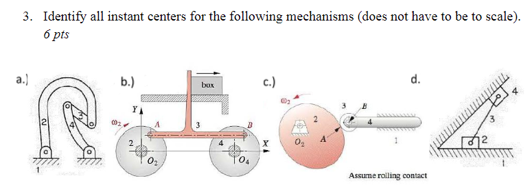 Solved 3. Identify all instant centers for the following | Chegg.com
