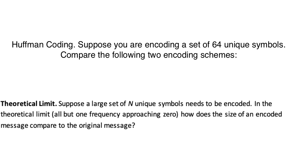 Solved Huffman Coding Suppose You Are Encoding A Set Of 64 