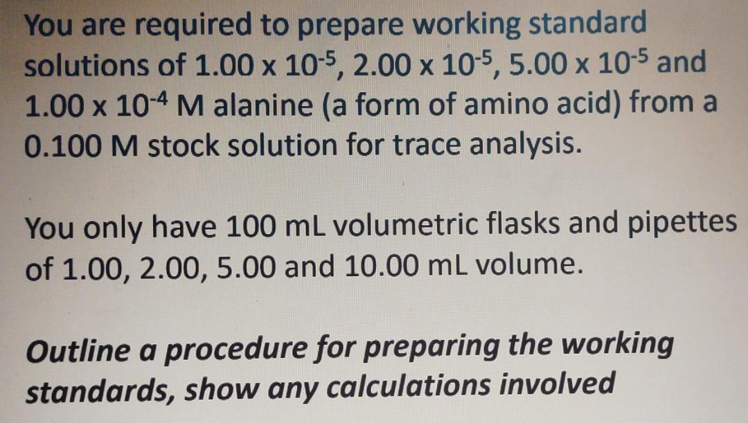 Solved You are required to prepare working standard | Chegg.com