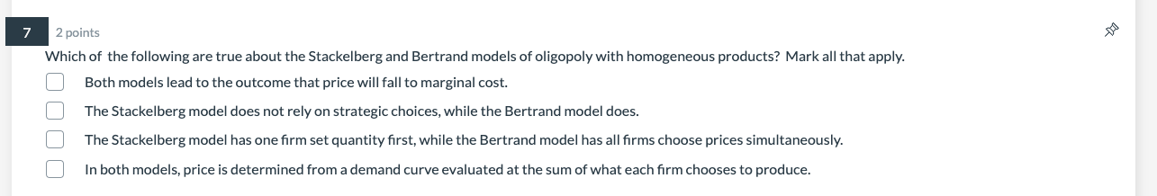 Solved 7 OOOO 2 points Which of the following are true about | Chegg.com