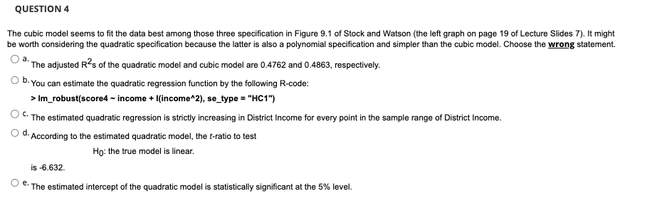Solved The cubic model seems to fit the data best among | Chegg.com