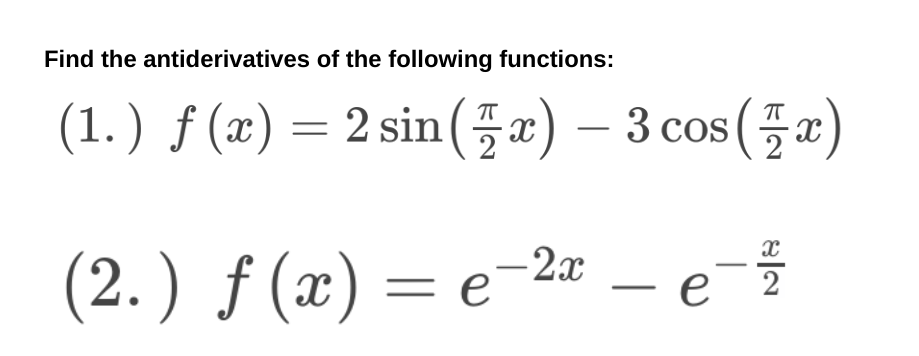 Solved Find the antiderivatives of the following functions: | Chegg.com