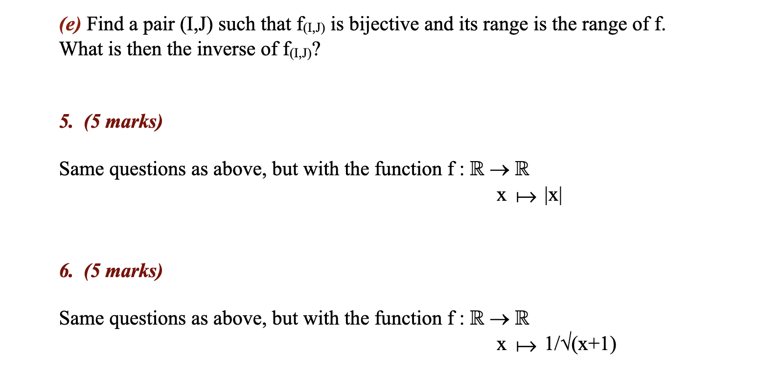 Solved I am supposed to answer e) for the functions in | Chegg.com