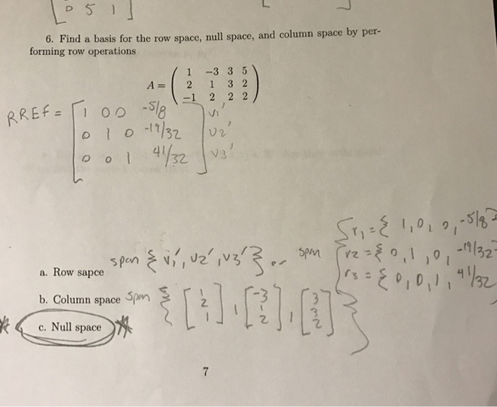 Solved Find a basis for the row space, null space, and | Chegg.com