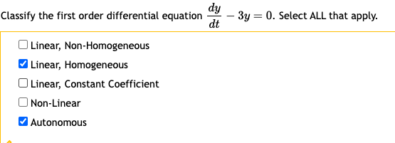 Solved Classify the first order differential equation | Chegg.com