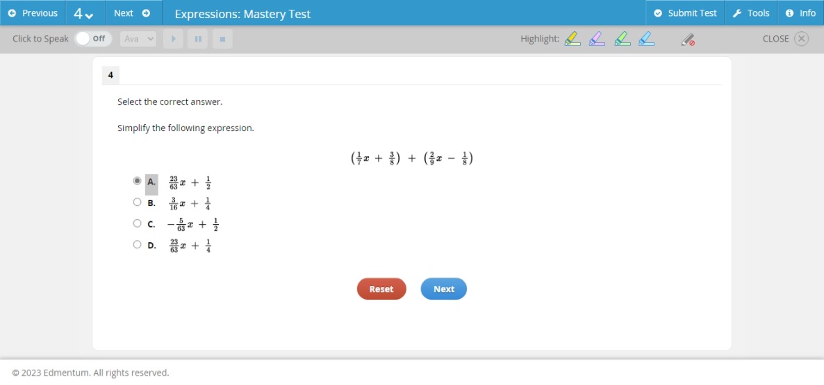 Solved Select the correct answer. Simplify the following | Chegg.com