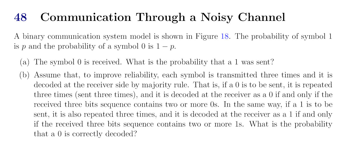 Solved 48 Communication Through a Noisy Channel A binary | Chegg.com