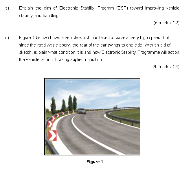 Solved a) Explain the aim of Electronic Stability Program | Chegg.com