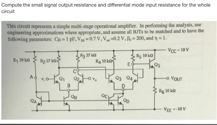 Solved Compute the small signal output resistance and | Chegg.com