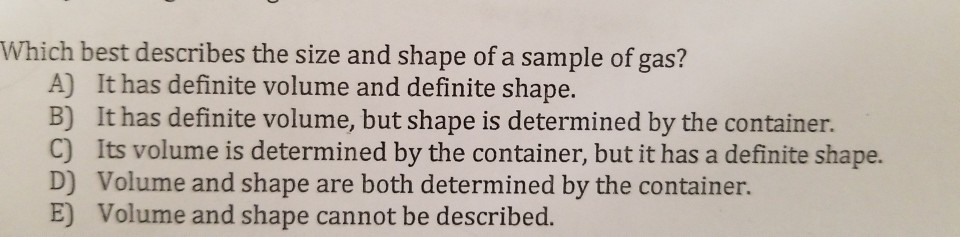 Solved Which best describes the size and shape of a sample | Chegg.com
