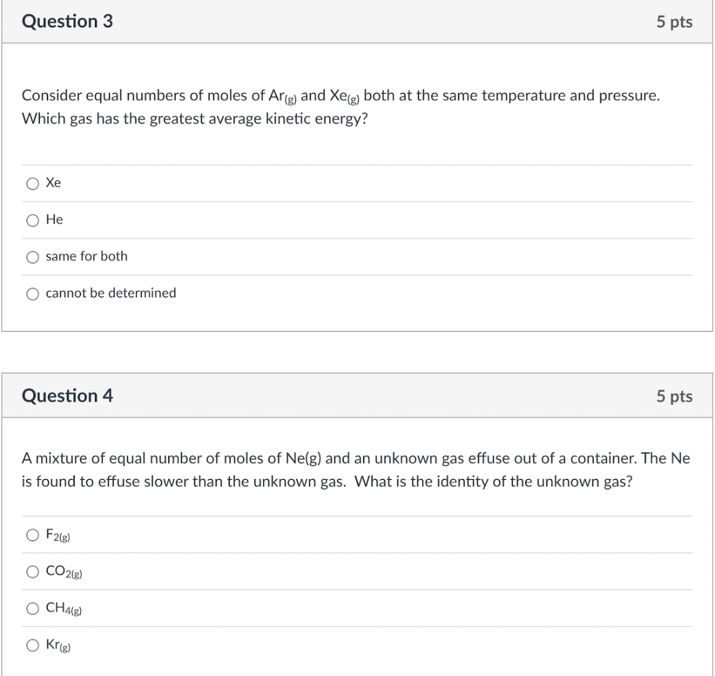 Solved Question 3 5 pts Consider equal numbers of moles of | Chegg.com