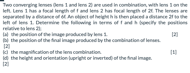 Solved Two converging lenses (lens 1 and lens 2) are used in | Chegg.com