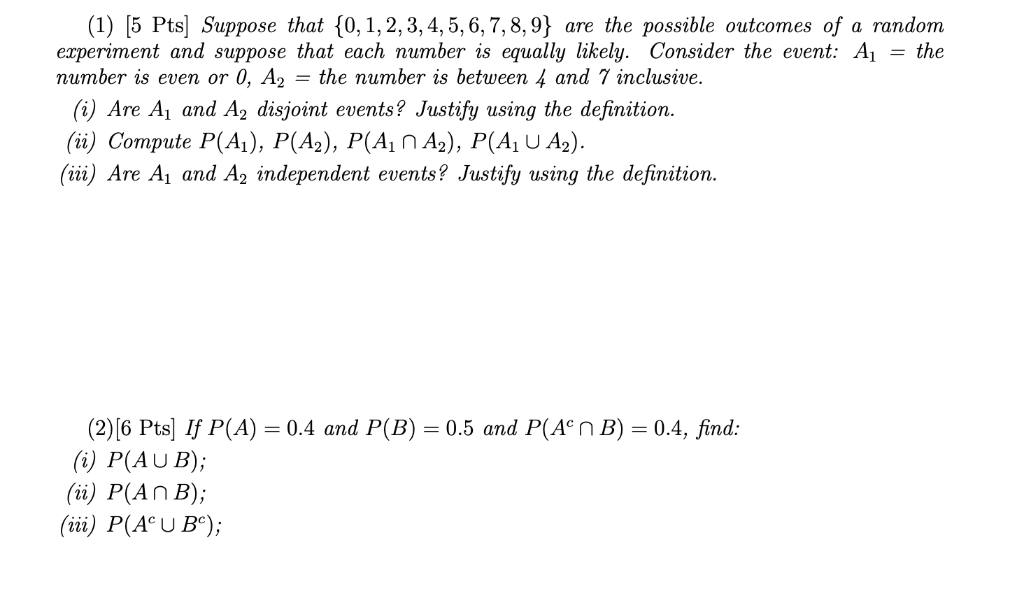 Solved And if anyone knows all the formulas to the P(AUB) | Chegg.com