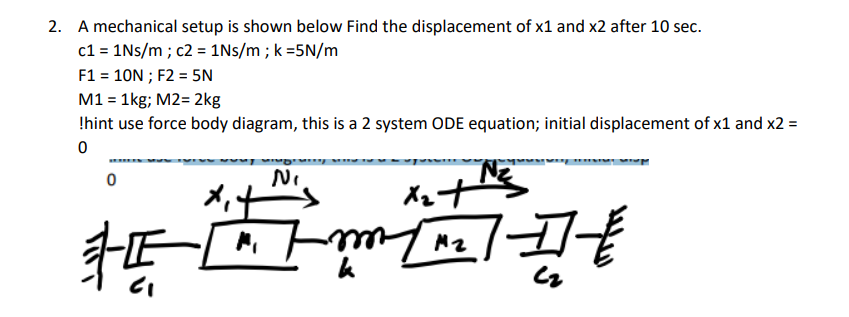 Solved 2. A mechanical setup is shown below Find the | Chegg.com