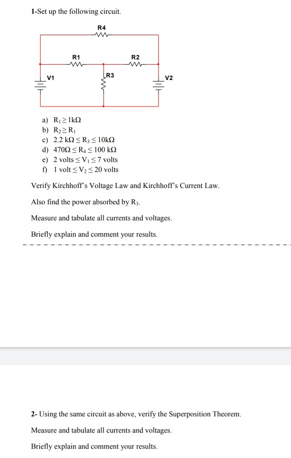 Solved 1-Set up the following circuit. R4 Share I v2 a) | Chegg.com