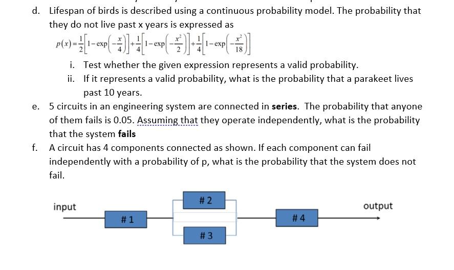 Solved d. Lifespan of birds is described using a continuous | Chegg.com