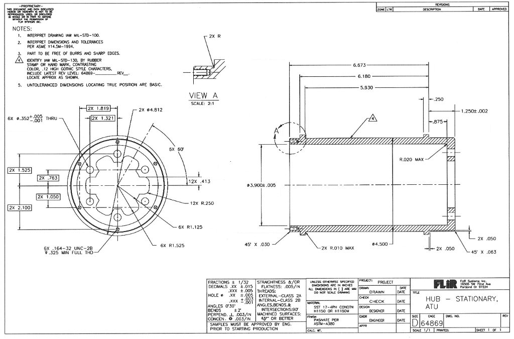 Solved NOTES: 1, 2. NTERPRET ORANNC uw MIL-STD-100. 2x R | Chegg.com