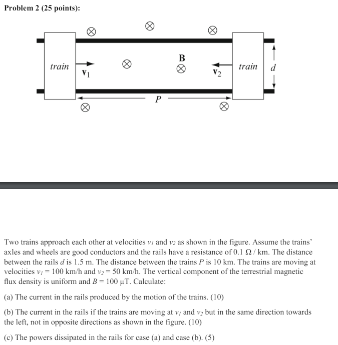 Problem 2 (25 ﻿points):Two trains approach each other | Chegg.com
