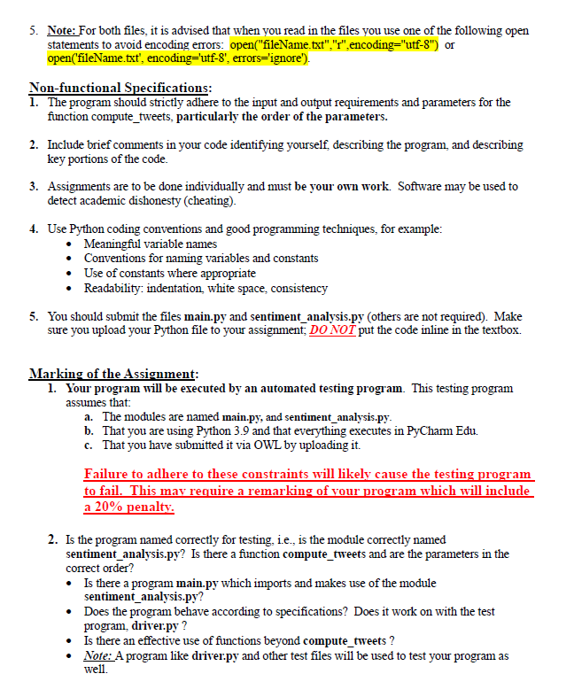 CS1026: Assignment 3 - Sentiment Analysis Due: | Chegg.com