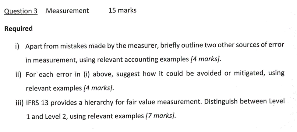 Solved Required i) Apart from mistakes made by the measurer, | Chegg.com