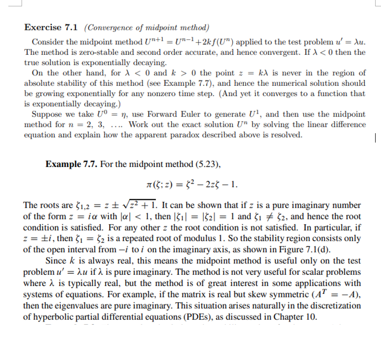 Solved Exercise 7.1 (Convergence of midpoint method) | Chegg.com