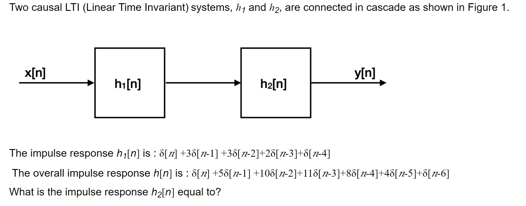 Two causal LTI (Linear Time Invariant) ﻿systems, h1 | Chegg.com