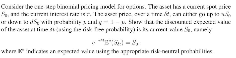 Consider the one-step binomial pricing model for | Chegg.com