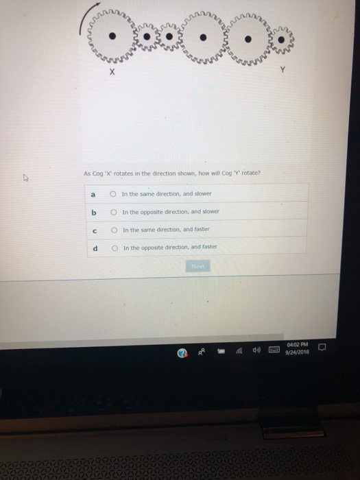 Solved As Cog"X' rotates in the direction shown, how will | Chegg.com
