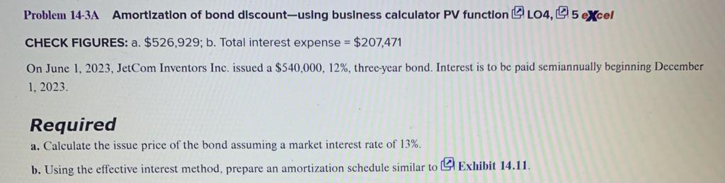 Solved Problem 14-3A Amortization of bond discount-using | Chegg.com