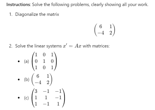Solved by an EXPERT Instructions: Solve the following problems, clearly | Chegg.com