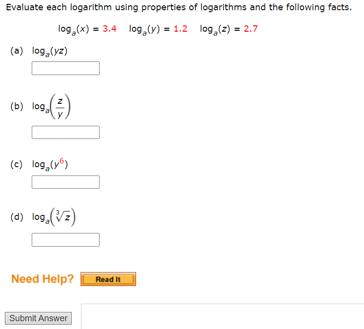 Solved Evaluate each logarithm using properties of | Chegg.com