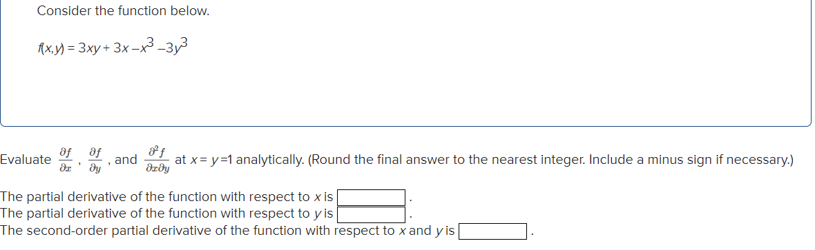 Solved Consider The Function Below F X Y 3xy 3x−x3−3y3