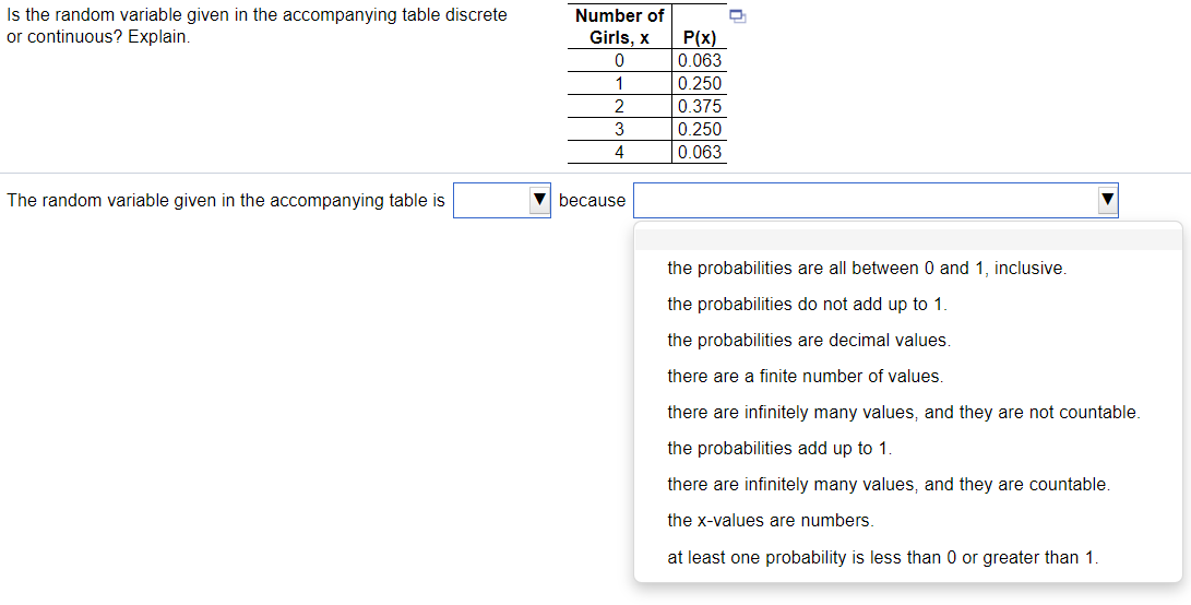 Solved Is the random variable given in the accompanying | Chegg.com
