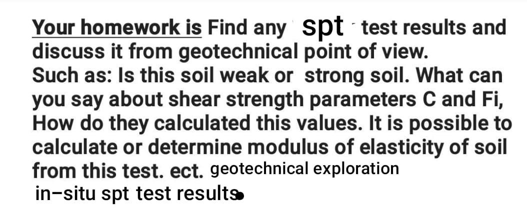 Solved Your homework is Find any spt test results and | Chegg.com