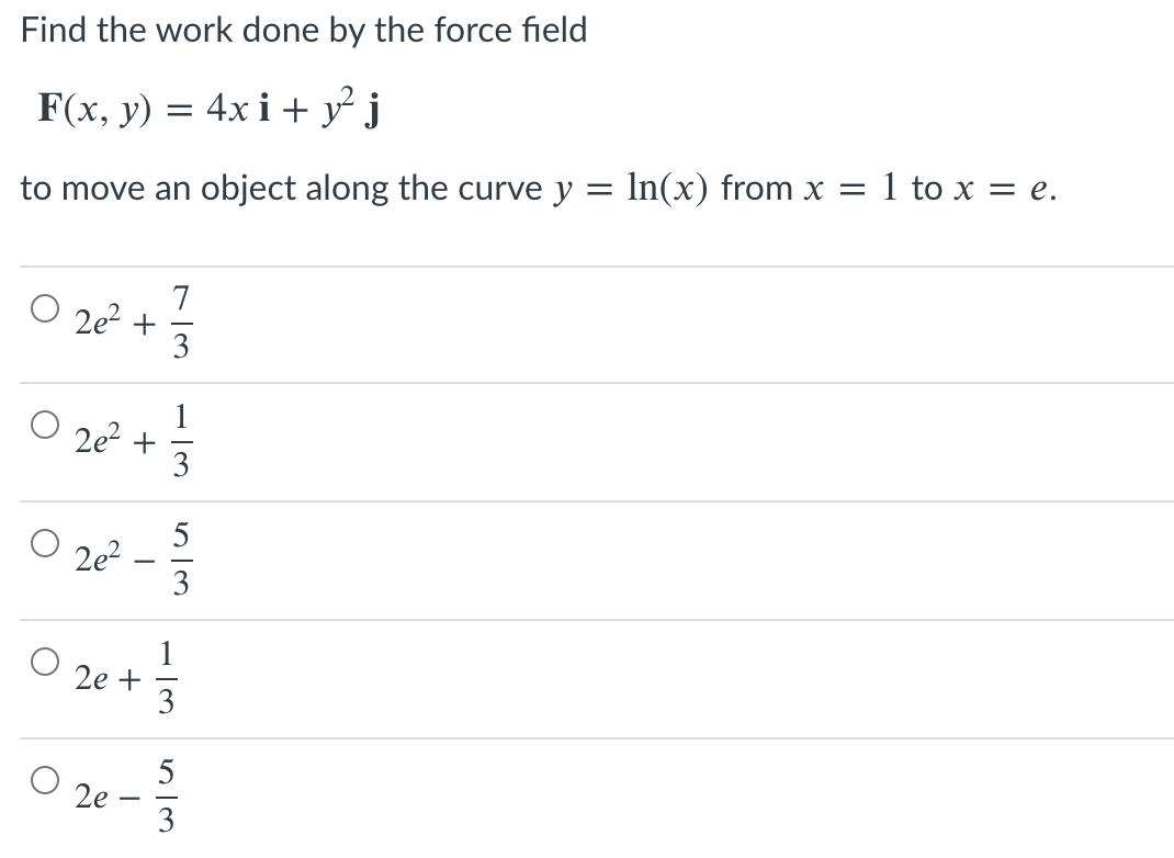 Solved Find the work done by the force field F(x, y) = 4x i | Chegg.com