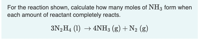 Solved For the reaction shown, calculate how many moles of | Chegg.com