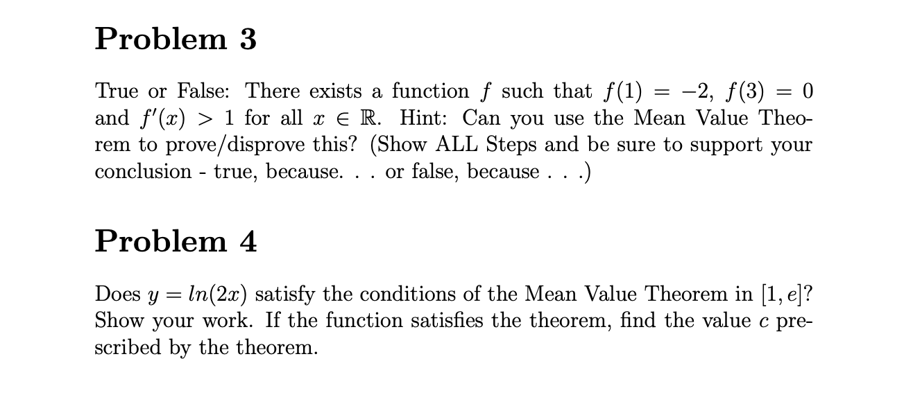 Solved Problem 3 True or False: There exists a function f | Chegg.com