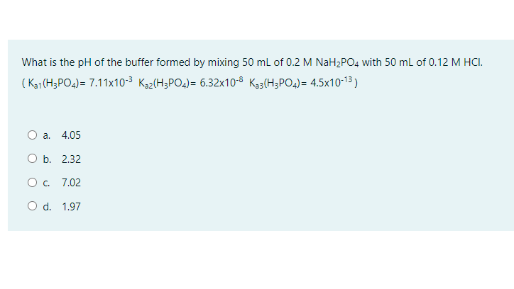Solved What is the pH of the buffer formed by mixing 50 mL | Chegg.com