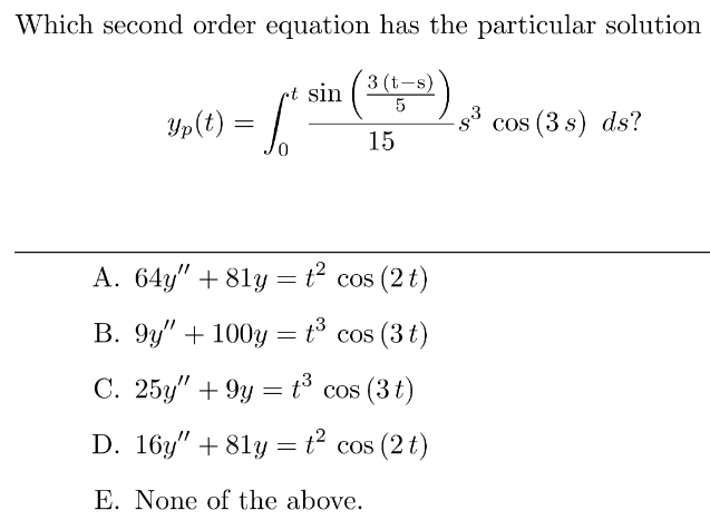 Solved Which second order equation has the particular | Chegg.com