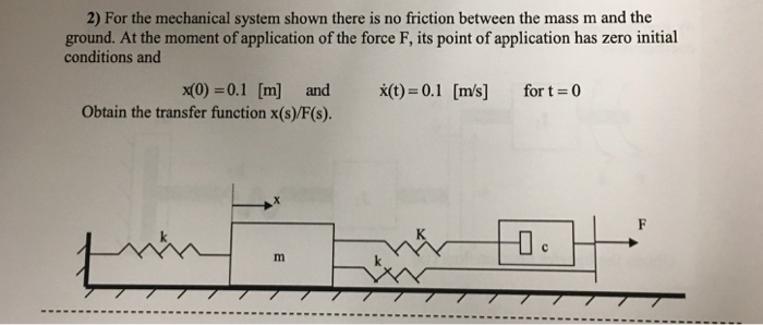 Solved 2) For the mechanical system shown there is no | Chegg.com