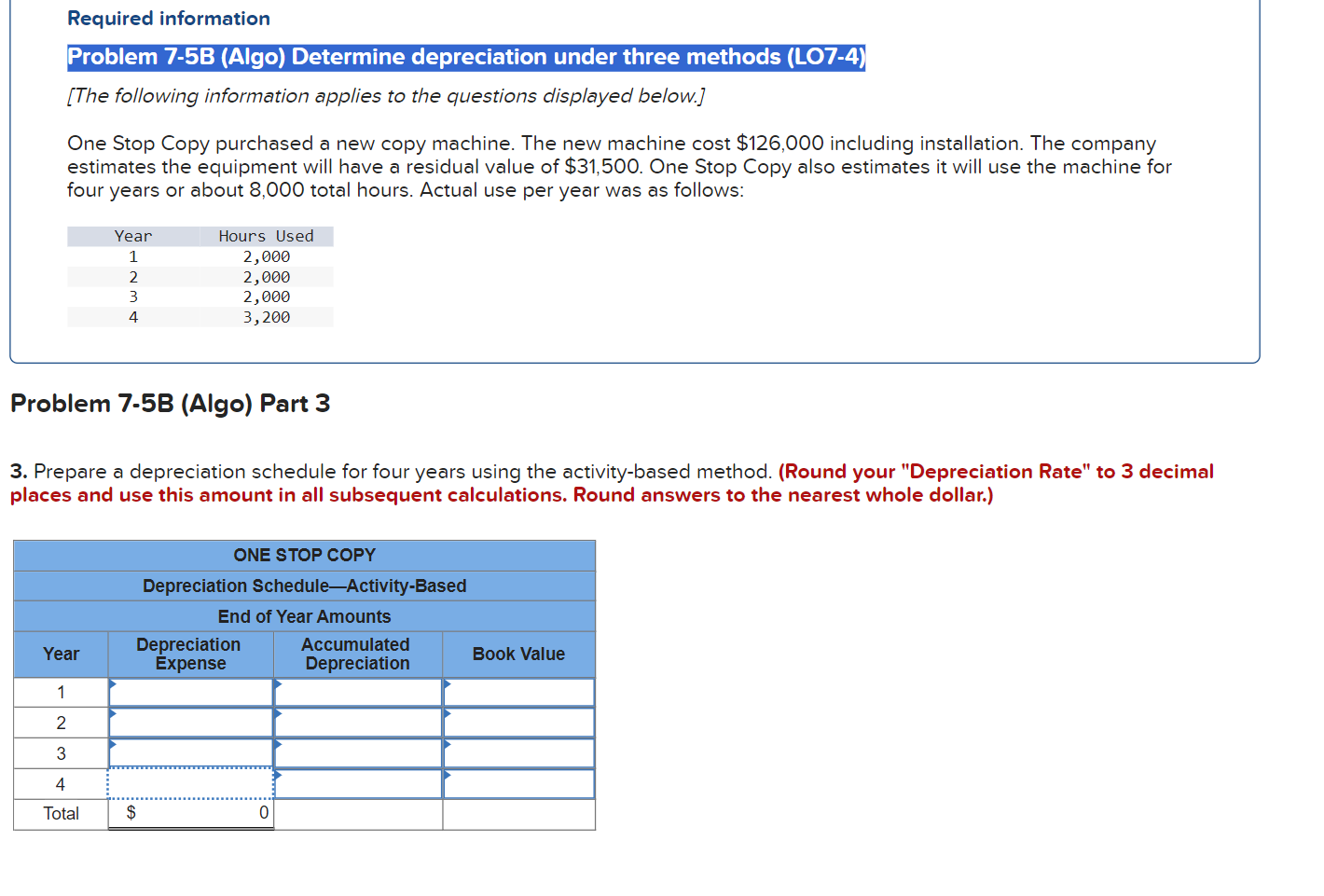 Solved Problem 7-5B (Algo) Determine depreciation under | Chegg.com Solved Problem 7-5B (Algo) Determine depreciation under | Chegg.com