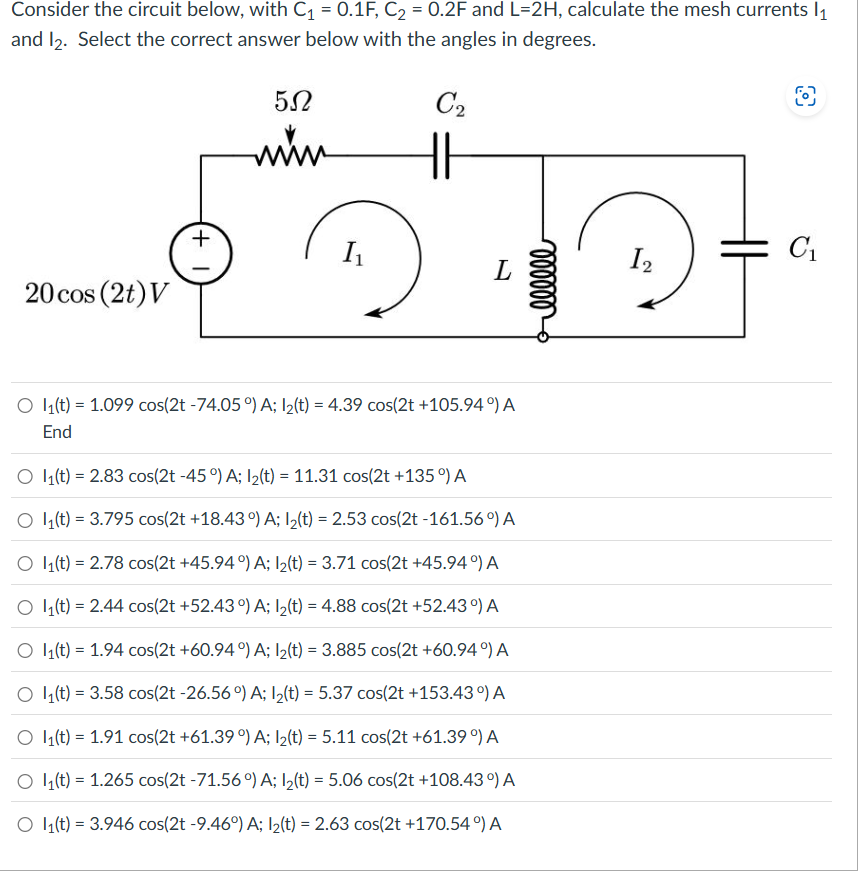 Solved Consider the circuit below, with C1=0.1F,C2=0.2F ﻿and | Chegg.com