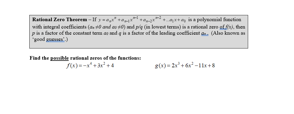 Solved Rational Zero Theorem - If y = a,x" +27-1X +01-23 | Chegg.com