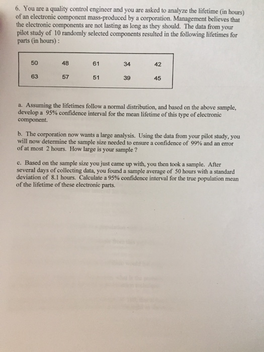 Solved You are a quality control engineer and you are asked | Chegg.com